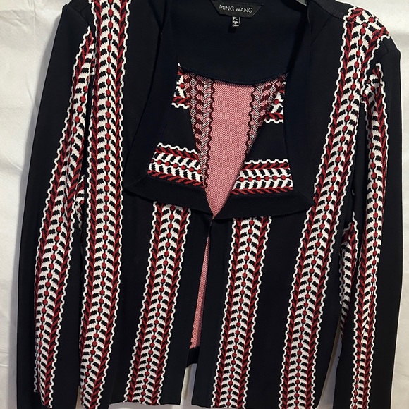 Ming Wang | Jackets & Coats | Ming Wang Blue And Red Patterned Blazer ...
